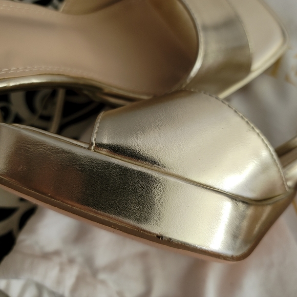 Lulus | Shoes | Lulus Block Gold Heel Platform Tie Up Sandal | Poshmark